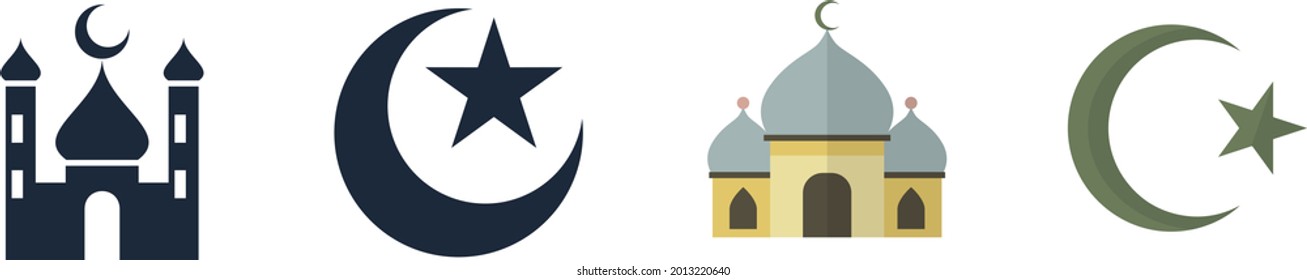 Set Islamic Icons Moslem Icon Vector Stock Vector (Royalty Free ...