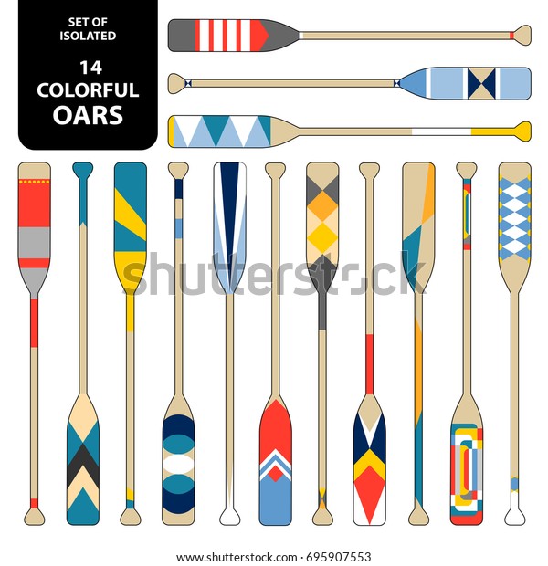 Set Isolated 14 Cute Colorful Oars Stock Vector (Royalty Free ...
