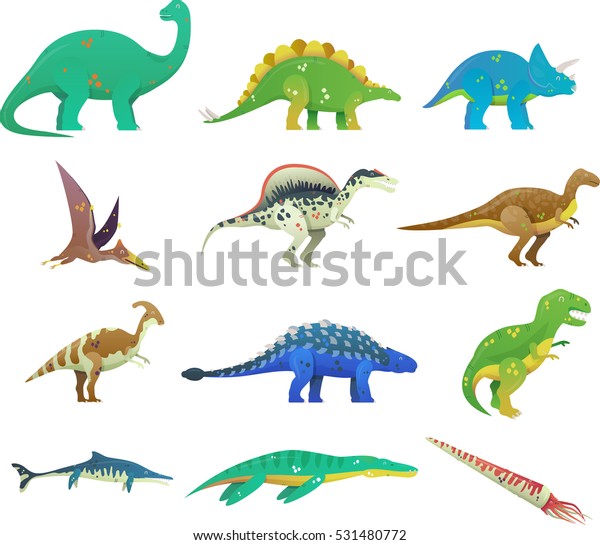 Set Isolated Cartoon Dinosaur Dino Stock Vector (Royalty Free ...