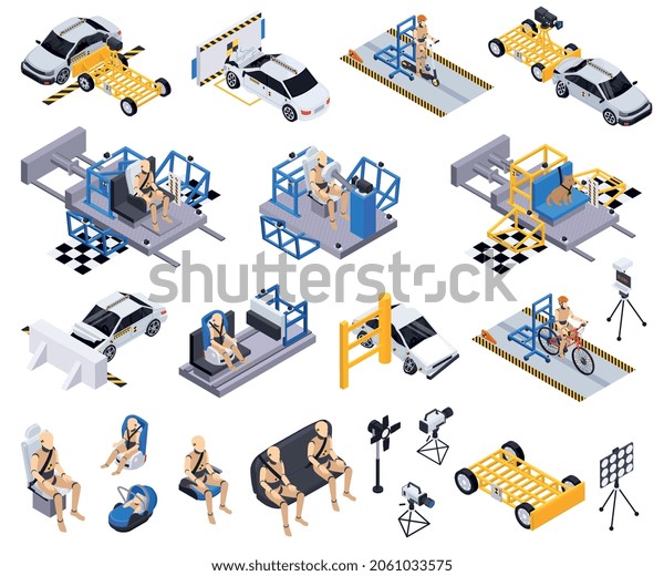 Set Isolated Crash Test Car Safety Stock Vector (Royalty Free ...