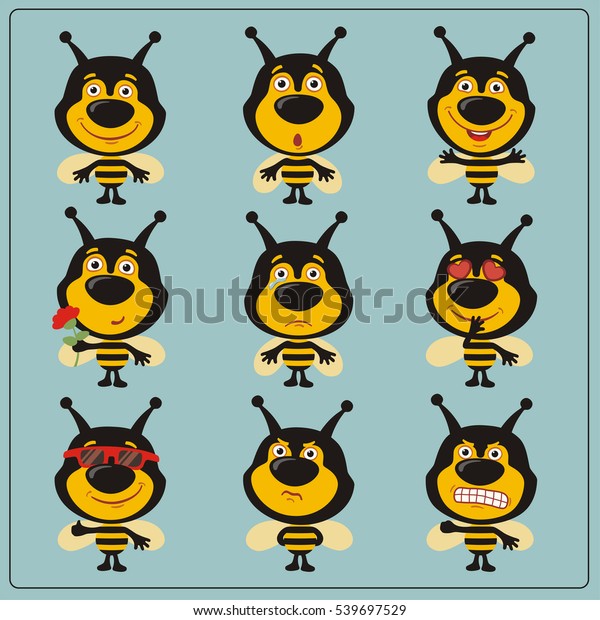 Set Isolated Cute Bee Different Poses 스톡 벡터(로열티 프리) 539697529 ...