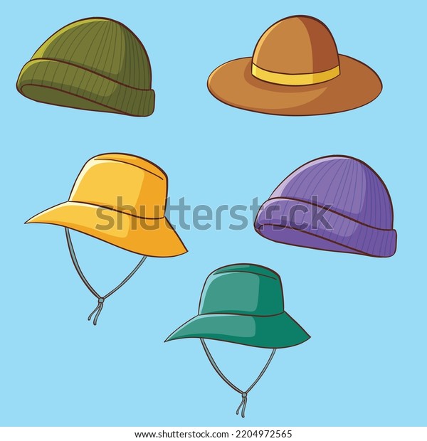 Set Isolated Hats Vector Cartoon Stock Vector (Royalty Free) 2204972565 ...