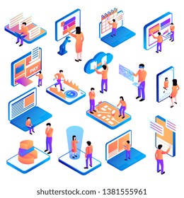 Set Isolated Isometric People Interfaces Icons Stock Vector (Royalty Free) 1381555961