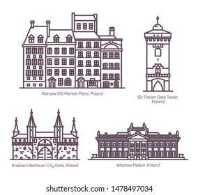 Set Isolated Polish Poland Architecture Buildings Stock Vector (Royalty ...