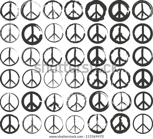 Set Isolated Stylized Peace Symbol: vector de stock (libre de regalías ...