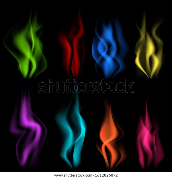 Set Isolated Transparent Colourful Smoke Realistic Stock Vector ...