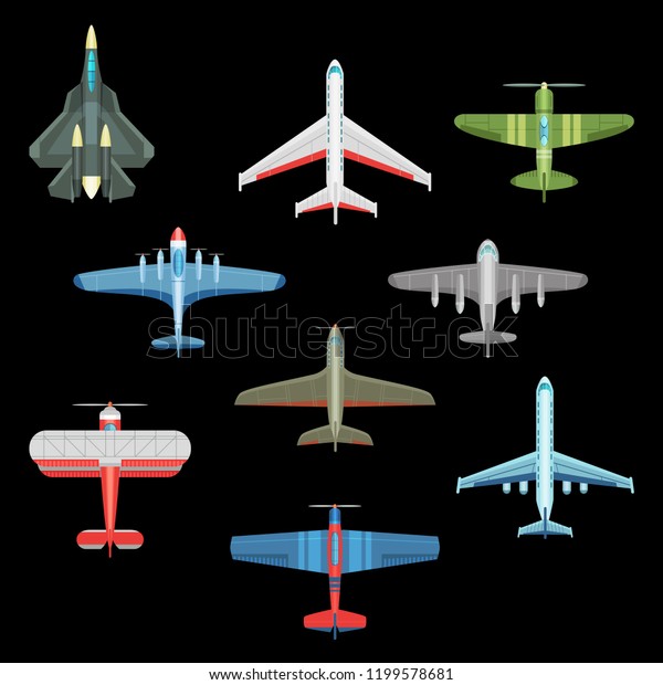 Set Isolated War Plane Icons Top Stock Vector (Royalty Free) 1199578681 ...