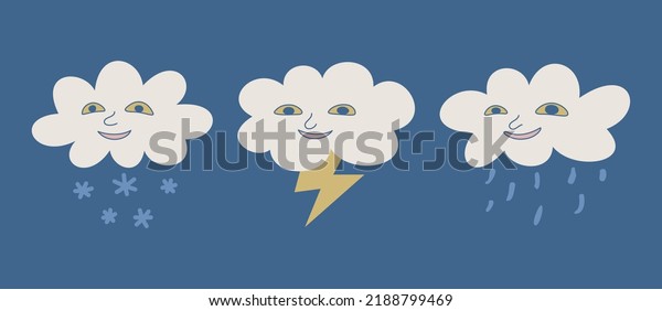 Set Isolated Weather Icons Cute Collection Stock Vector (Royalty Free ...