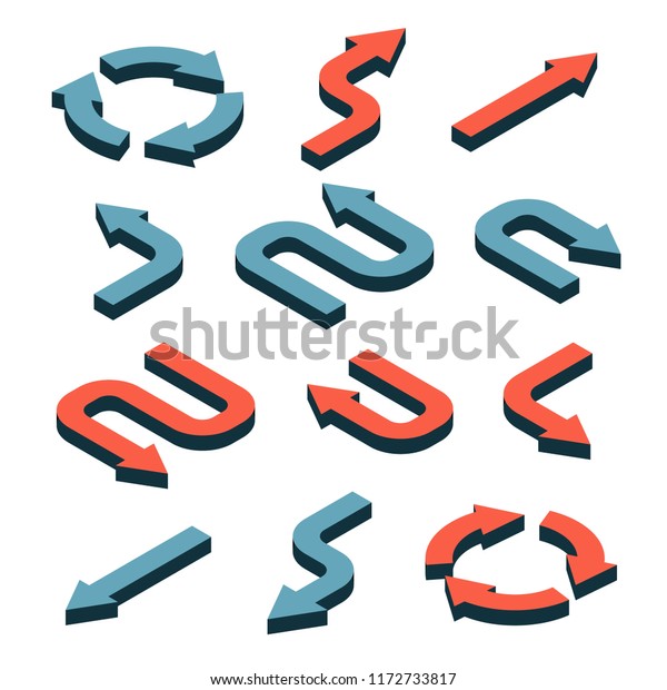 Set Isometric 3d Arrows Different Directions Stock Vector (Royalty Free ...