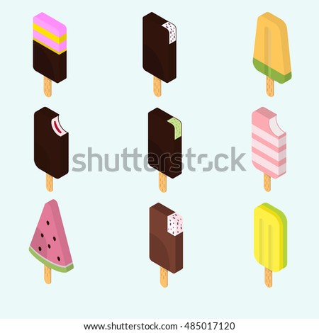 Set Isometric Different Kinds Ice Cream Stock Vector (Royalty Free ...