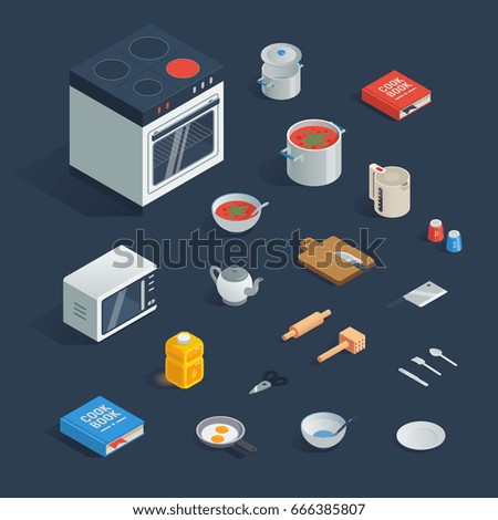Set Isometric Kitchen Utensils Icons Stock Vector (Royalty Free ...