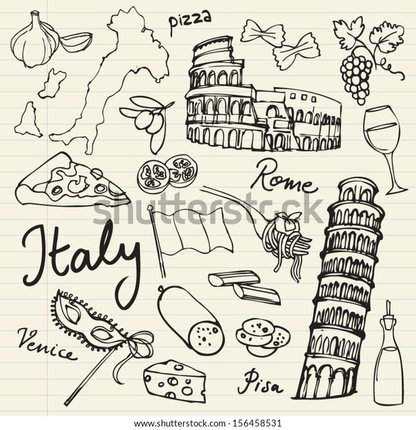 Set Italy Icons Doodle Vector Illustration Stock Vector (Royalty Free ...