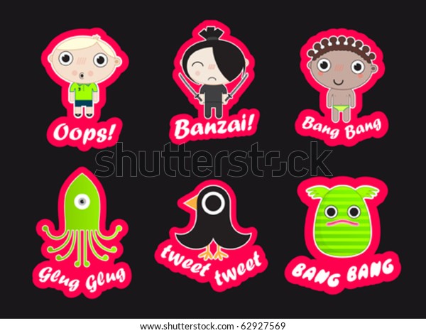 Set Japan Cartoon Characters Stock Vector (Royalty Free) 62927569 ...