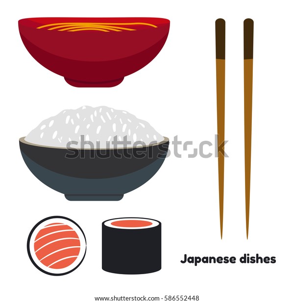 Set Japanese Dishes Vector Illustration Stock Vector (Royalty Free ...