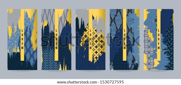 Vektor Stok Set Japanese Patterns Packaging Luxury Premium (Tanpa ...