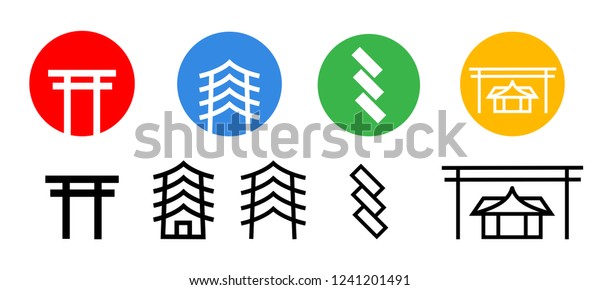 Set Japanese Shrine Icon Vector Art Stock Vector (Royalty Free ...