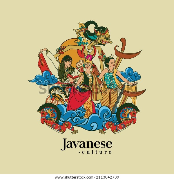 Set Javanese Illustration Hand Drawn Indonesian: เวกเตอร์สต็อก (ปลอดค่า ...
