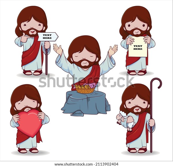 Set Jesus Christ Character Vectorbest Illustration Stock Vector ...