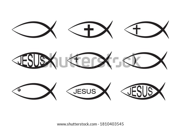 Set Jesus Fish Icons Christian Ichthys Stock Vector (Royalty Free ... Set Jesus Fish Icons Christian Ichthys Stock Vector (Royalty Free ...
