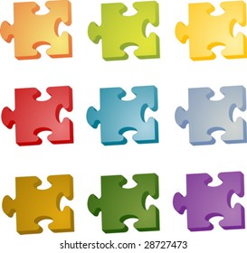 Set Jigsaw Puzzle Pieces Different Colors Stock Vector (Royalty Free ...