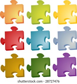 Set Jigsaw Puzzle Pieces Different Colors Stock Vector (Royalty Free ...