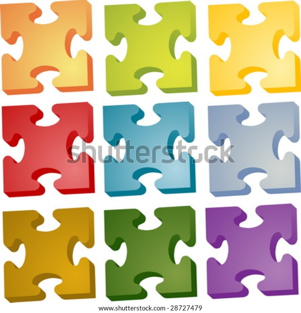 Set Jigsaw Puzzle Pieces Different Colors Stock Vector (Royalty Free ...