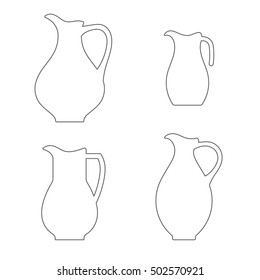 Set Jugs Pitcher Outline Vector Illustration Stock Vector (Royalty Free ...