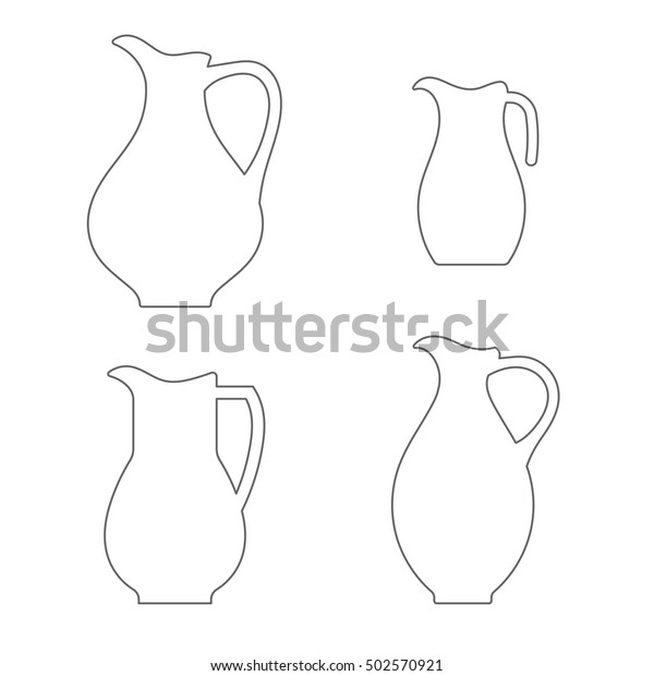 Set Jugs Pitcher Outline Vector Illustration Stock Vector (Royalty Free ...
