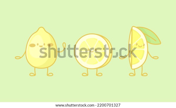 Set Kawaii Lemon Characters Stock Vector (Royalty Free) 2200701327 ...
