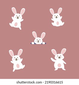 Set Kawaii Rabbits Different Poses Stock Vector (Royalty Free ...