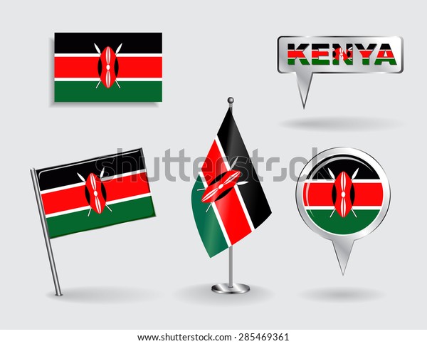 Set Kenyan Pin Icon Map Pointer Stock Vector (Royalty Free) 285469361 ...