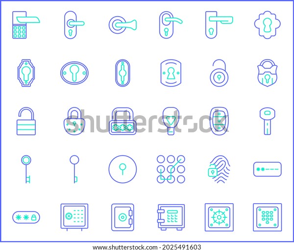 Set Key Lock Icons Line Style Stock Vector (Royalty Free) 2025491603 ...