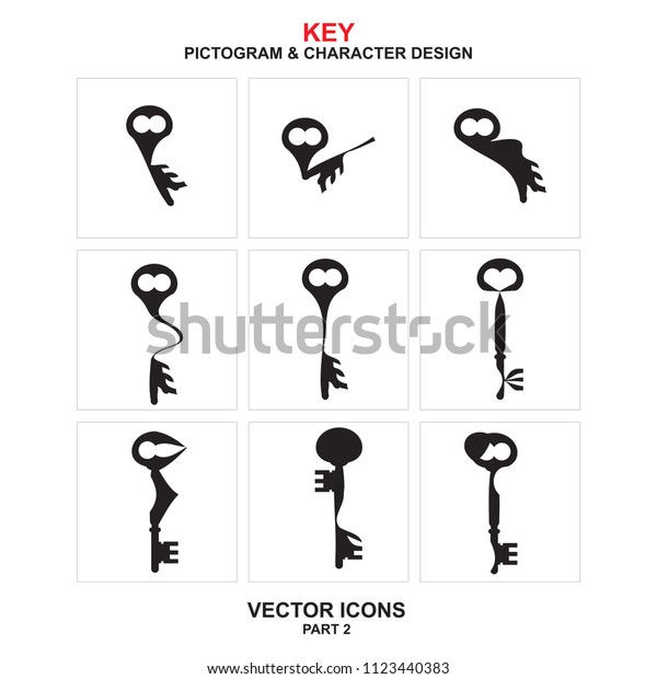 Set Key Pictograms Logos Signs Character 스톡 벡터(로열티 프리) 1123440383 ...