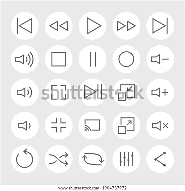 Set Keys Music Video Player Thin Stock Vector (Royalty Free) 1904737972