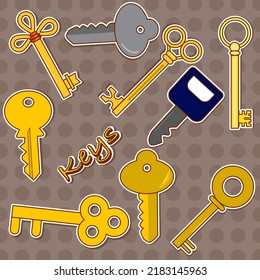 Set Keys Stickers Badges Doodle Vector Stock Vector (Royalty Free ...