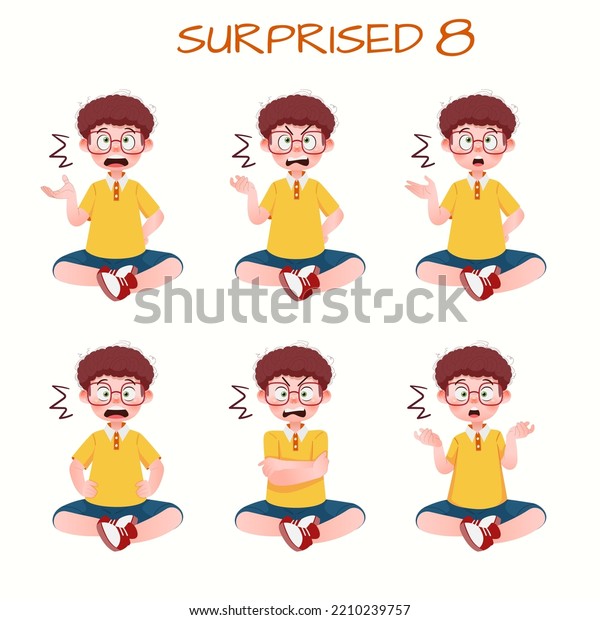Set Kid Boys Showing Surprised Expressionsvector Stock Vector (Royalty ...