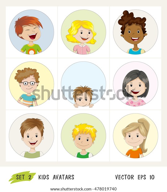 Set Kids Avatar Icons Stock Vector (Royalty Free) 478019740 | Shutterstock
