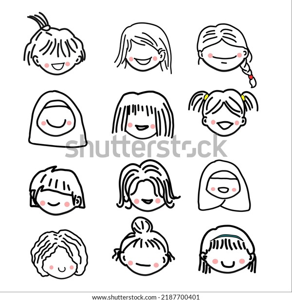 Set Kids Face Doodles Vector Cartoon Stock Vector (Royalty Free ...