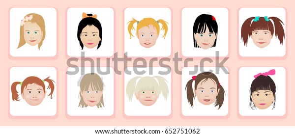 Set Kids Head Icon Collection Isolated Stock Vector (Royalty Free ...
