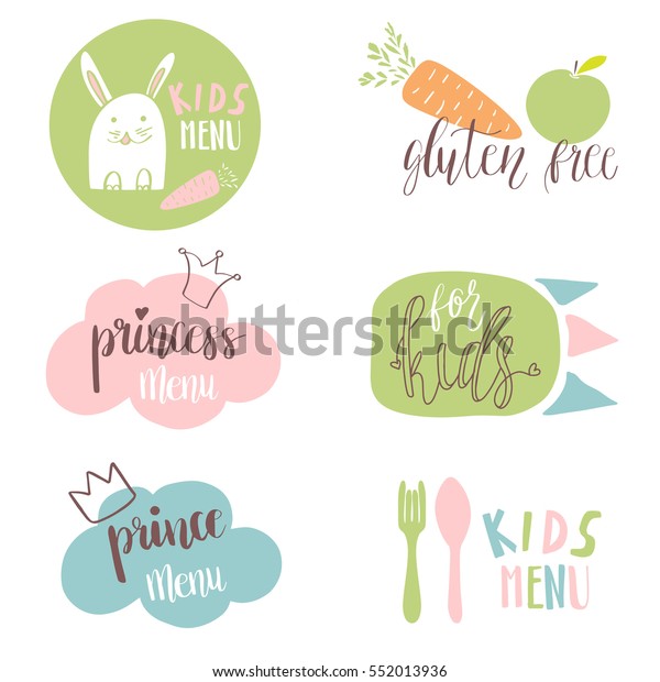 Set Kids Menu Logos Cafe Restaurant Stock Vector (Royalty Free) 552013936