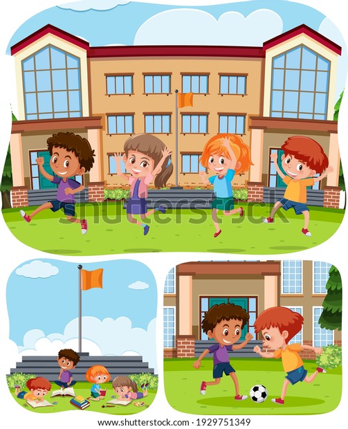 Set Kids School Background Illustration Stock Vector (Royalty Free ...