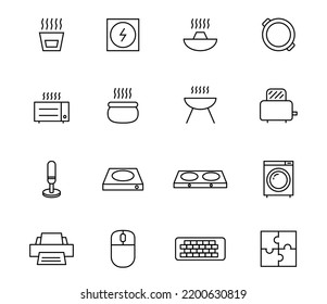 Set Kitchen Equipment Icon Line Art Stock Vector (Royalty Free ...