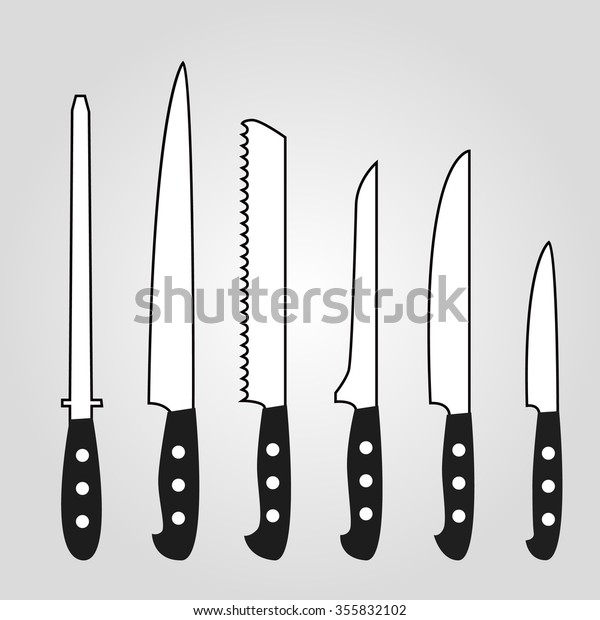 Set Kitchen Knives Flat Pictogram Stock Vector (Royalty Free) 355832102 ...