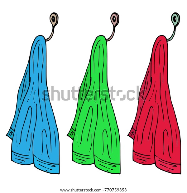 Set Kitchen Towels Towel Hanging On Stock Vector (Royalty Free ...