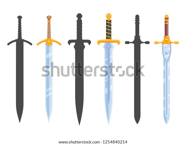 Set Knight Swords Isolated On White Stock Vector (Royalty Free) 1254840214