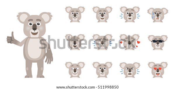 Set Koala Emoticons Koala Avatars Showing Stock Vector (Royalty Free ...