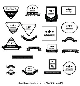 Set Label Design Black White Stock Vector (Royalty Free) 360037643 ...