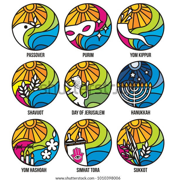 Set Labels Jewish Holidays 스톡 벡터(로열티 프리) 1010398006