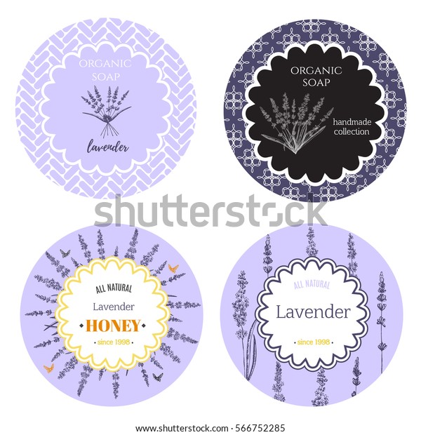Set Labels Lavender Flowers Patterns Labels Stock Vector (Royalty Free ...