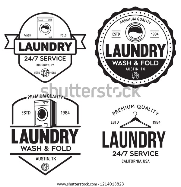Set Labels Logos Laundry Service Vector Stock Vector (Royalty Free ...